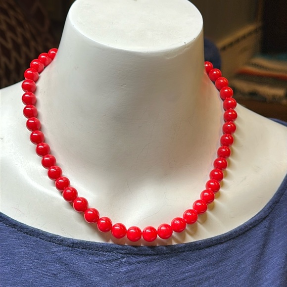 Vintage | Jewelry | Cherry Red Acrylic Bead Strand Necklace | Poshmark